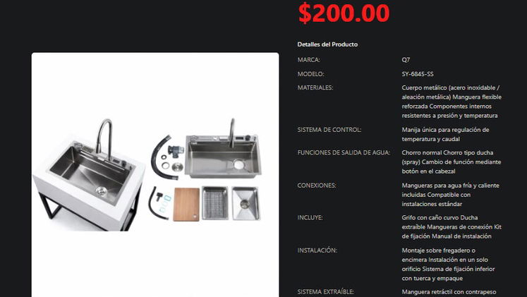 Fregadero de Meseta Q7 SY-6845-SS con Grifo Curvo en Plaza, La Habana ...