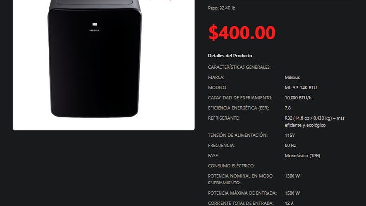AIRE ACONDICIONADO PORTÁTIL MILEXUS 14K BTU R32 11 en Centro Habana, La ...