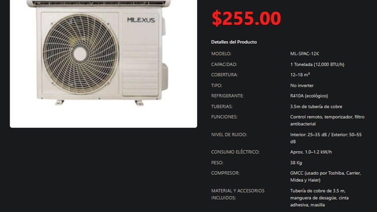 MILEXUS 12K BTU AIRE SPLIT 1 TON ML-SPAC-12K 110V, en Centro Habana, La ...