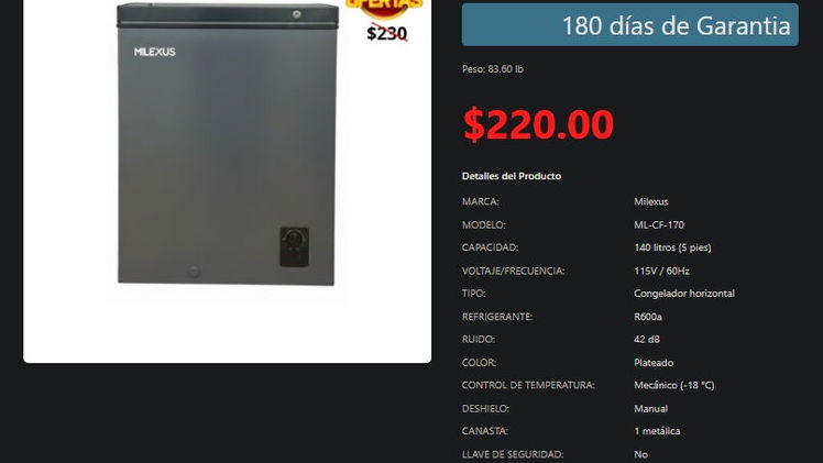 NEVERA HORIZONTAL MILEXUS ML-CF-170 140 LITROS 5P, en Centro Habana, La ...