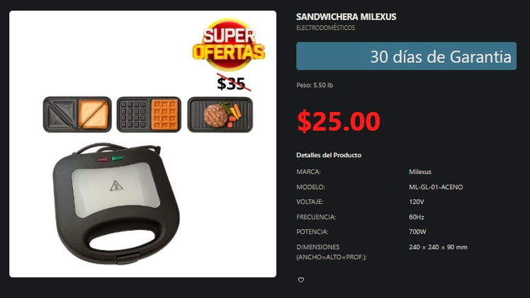 Sandwichera Milexus 700W de Calidad Milexus Útiles en Centro Habana, La ...